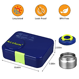Bento Lunch Box for kids With 8oz Soup Thermo,Leak-proof Lunch Containers with 4 Compartment,Thermo Food Jar, BPA Free,Travel, School