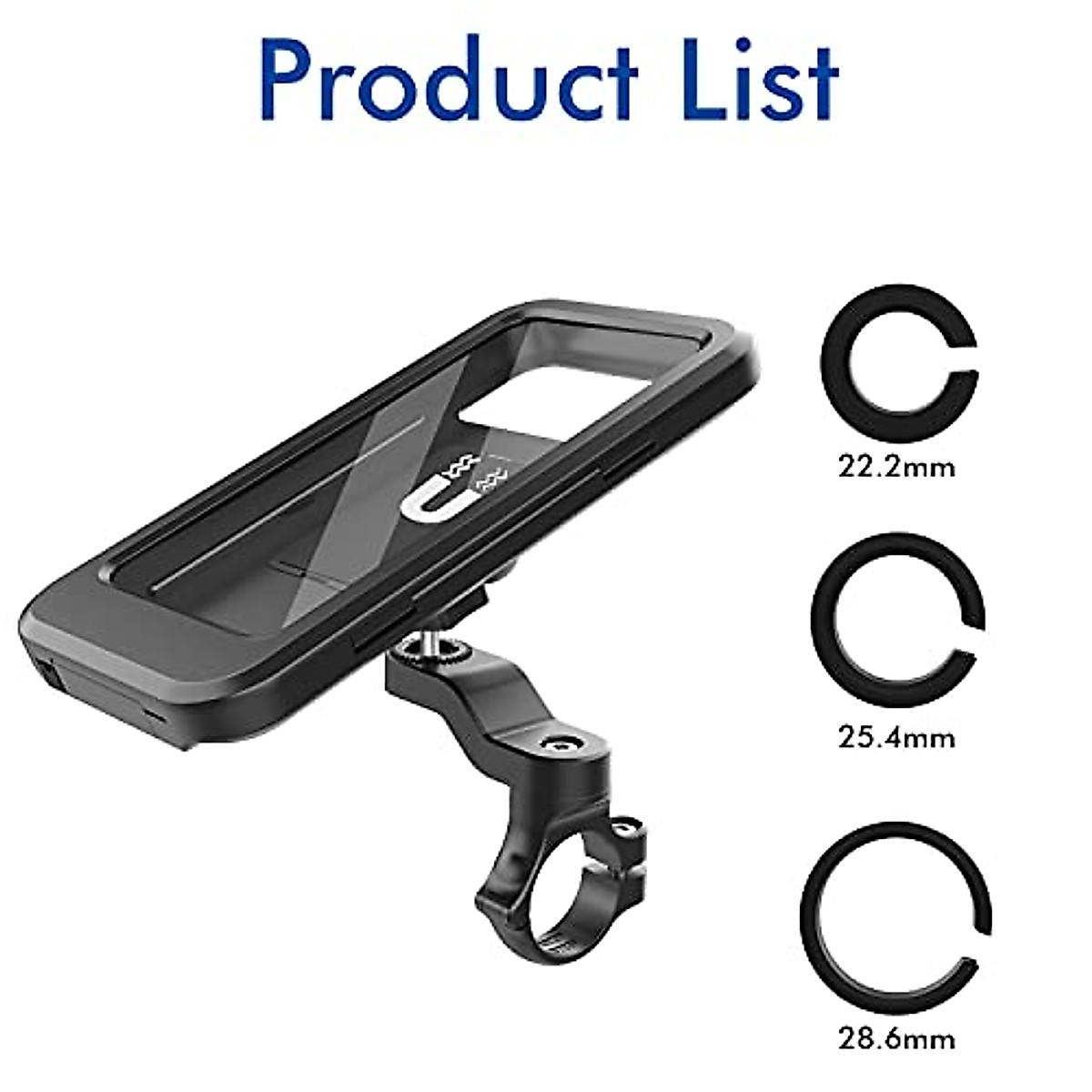 Waterproof Bike Phone Mount Motorcycle Phone Holder, Bicycle Phone Holder for Electric Bike, Spinning Bike, Scooter.