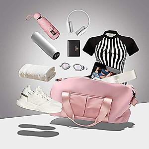 ICEIVY Gym Duffle Bag Dry Wet Separated Gym Bag Sport Duffle Bag Training Handbag Yoga bag with Extra Drawstring Backpack (pink) Large