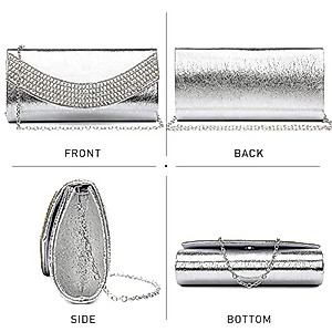 Dasein Womens Clutch Purses Rhinestone Evening Bags Formal Wedding Party Purse Prom Handbags (Silver)