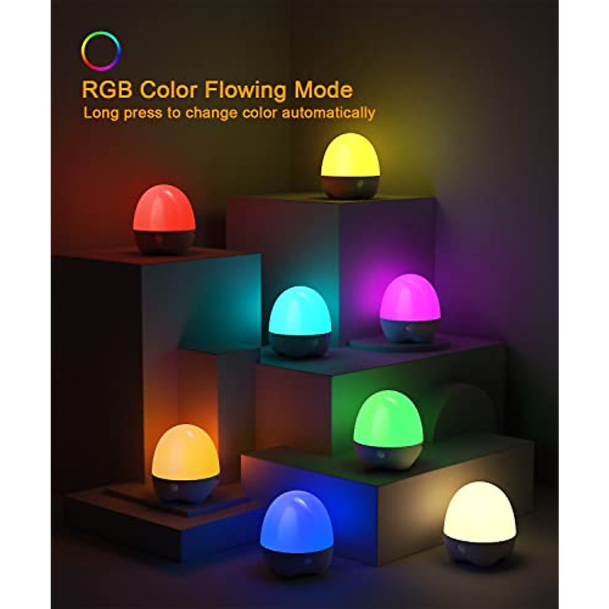 Lyridz Nursery Night Light for Kids, Rechargeable Baby Night Light with Motion Sensor, RGB LED Dimmable Table Lamp for Breastfeeding with Color-Changing Mode,1-Hour Timer,Touch Control