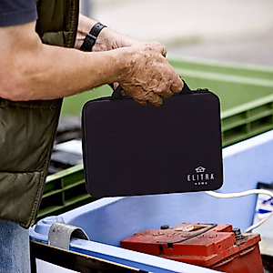 ELITRA HOME Battery Storage Organizer Carrying Case Bag, Holds 150 Batteries AA AAA C D 9V Button, Includes LCD Battery Tester Black