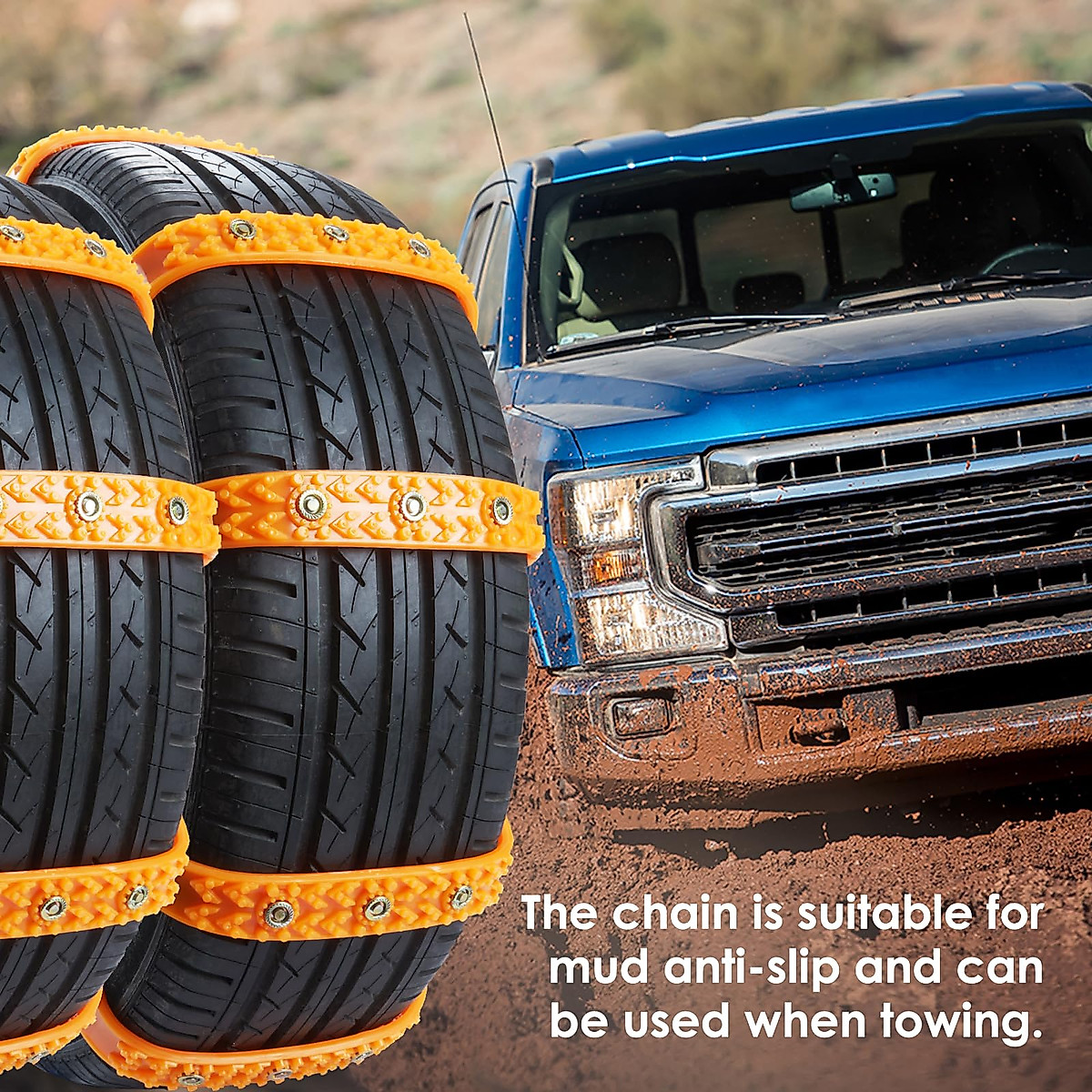 DEDC 10 PCS Car Snow Chains, Universal Fit Anti-Slip Car Chains,Winter Driving Security Chain, Emergency Thickening Anti Skid Snow Grips for SUV Car, Traction Mud Chain for Tire Width 7.2-11.6 Inches