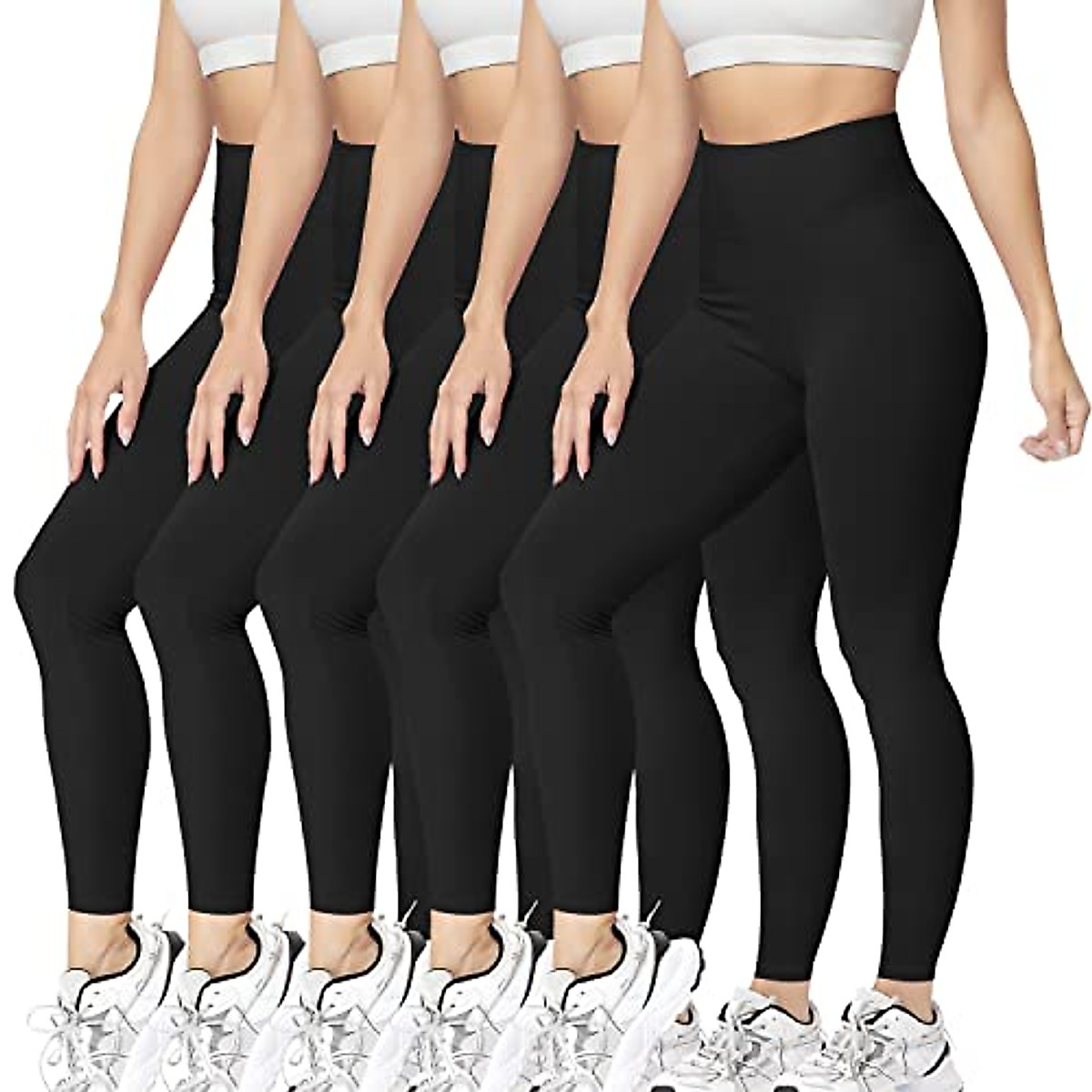 VALANDY High Waisted Yoga Pants Stretch Tummy Control Athletic Workout Running Leggings for Women One Size 5Pack