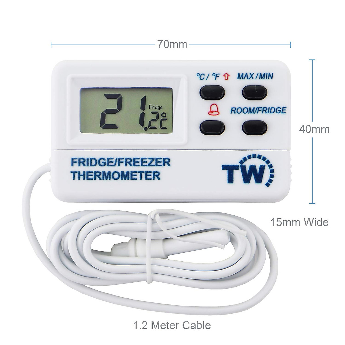Digital Refrigerator Thermometer - Fridge and Freezer Alarm Alert When Temperatures Drop - Ideal RV Fridge Freezer Thermometer with Alarm and Max Min