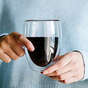 BTaT- WineGlass, 4 Pack, 12 oz (350 ml), Double Wall Insulated, Double Wall Glass Cup, Stemless Wine Glass, Glasses for Wine, Wine Glasses Stemless, Stemless Wine Glass Set, Short Wine Glasses