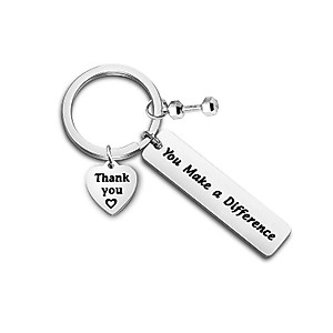 FOTAP Fitness Trainer Thank You Gift You Make a Difference Keychain Workout Jewelry Gift for Fitness Instructor(fitness keychain)