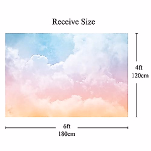 Rainbow Cloud Birthday Backdrop Blue Colorful Sky Wedding Party Decoration Girl Birthday Party Photography Background 6x4ft