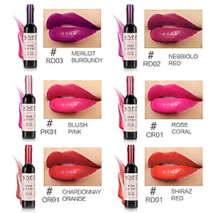 ALIVER 6 Colors Wine Liquid Lipstick, Lady Long Lasting Make Up Gloss Matte Lip Tint Wine Bottle Cover, Matte Lip Gloss (6pcs lipgloss)