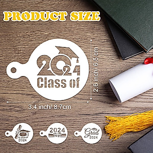 Geiserailie 30 Pcs 2024 Graduation Cookie Stencils Graduation Cake Templates 2024 Graduation Coffee Stencils Reusable Graduation Cake Cookies Stencils for Celebrate Graduation DIY Art Notebook Wood