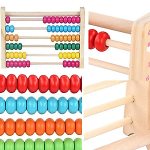 Tvoip Wooden Abacus for Kids Math with 100 Beads and 100 Counting Sticks Educational Math Games Preschool Learning Toys Learning Number Abacus for Toddler, Mathematics Toy Beads Game