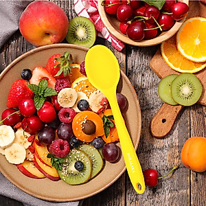 Silicone Spoon,6 Pieces Nonstick Silicone Spoons for Cooking Silicone Mixing Spoons Silicone Cooking Spoons Set Baking Stirring Mixing Serving Tools (Yellow,Red,Purple,Orange,Blue,Green)