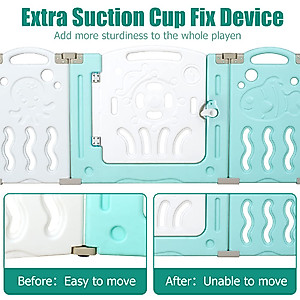 Albott Baby Playpen 18 Panels Safety Sturdy Kids Play Center Yard - Kids Activity Center for Indoor Outdoor Portable Play Yard with Gate for Baby (Blue+White)