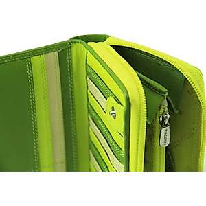 Visconti RB 55 Multi Colored Ladies Soft Leather Checkbook Wallet And Purse (Green/Yellow)
