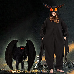 WAWRTOU Mothman Costume Halloween Onesie Adult Cosplay Animal Onesies Pajamas Christmas Sleepwear for Women Men
