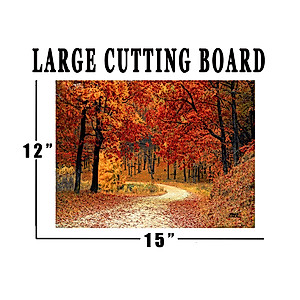 Rogue River Tactical Fall Autumn Leaves Road Trail Kitchen Glass Cutting Board Country Decorative Gift Design