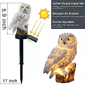 RTUGOVT Garden Solar Light Outdoor Decorative, Owl LED Waterproof Garden Stake Light Lawn Lamp, for Garden Yard Landscape Lighting(Brown/White)