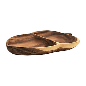 Creative Co-Op 11" L x 8" W x 1-1/2"H Acacia Wood Acorn Shaped Dish w/ 2 Sections Serveware, Multi