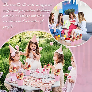 100 Pcs Charcuterie Cups French Fry Holder 12oz Disposable Paper French Fry Cups Paper Appetizer Cups for All Occasions Suitable for Baby Shower Party Waffle Popcorn Food Takeout (Pink)