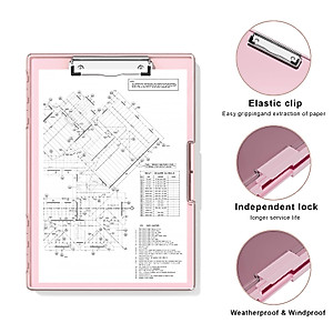 Hongri 8.5 x 11 Clipboard with Storage, Folder Nursing Clipboards Side Opening, Heavy Duty Clipboard with Dual Compartment Storage Box, Smooth Writing for Work, Office & School Supplies(Pink)