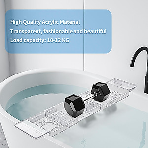 HOMEE Acrylic Bathtub Tray, Expandable Bath Caddy Tray for Bathtub, Bath Tub Tray Table, Adjustable Bath Shelf Tub Board Organizer Trays for Bathroom