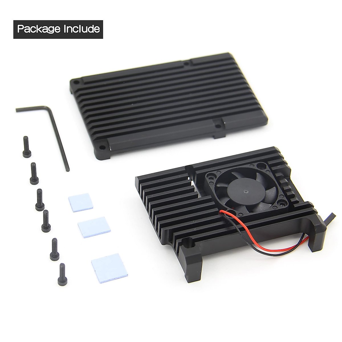 eleUniverse Armor Case with Fan for Raspberry Pi 4, Aluminum Alloy Metal Case with Cooling Fan Compatible with Raspberry Pi 4 Model B 2GB/4GB/8GB Computer