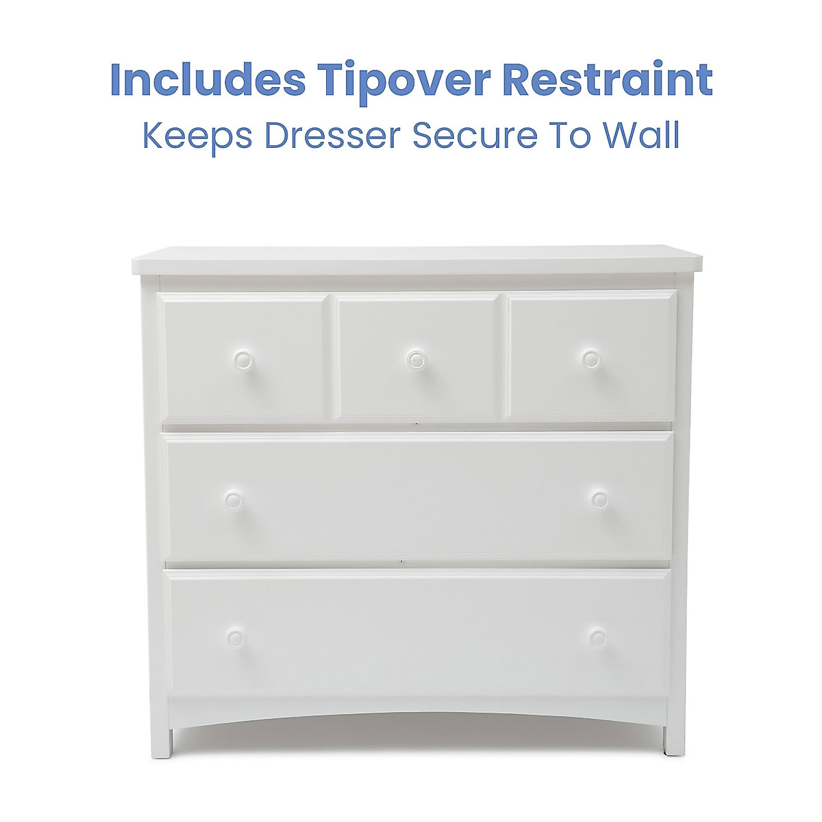 Delta Children 3 Drawer Dresser with Interlocking Drawers, Bianca White