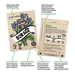 Edible Flower Seeds Variety 7 Pack — Nasturtium, Viola, Calendula, Chamomile, Chives, Bachelor Button, Calendula & Borage Seeds for Planting — Easy Growing Annual & Perennial Edible Flower Garden Kit