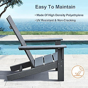 ATR ARTTOREAL Adirondack Chair Set of 2 with Table, HDPE Firepit Chairs for Outside, Weatherproof Outdoor Chairs for Garden Balcony Patio