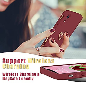 Teageo iPhone Xr Case 6.1" for Women & Girls, Luxury Love Heart, Soft Anti-Scratch Camera Protective, Silicone Shockproof Cover - Burgundy