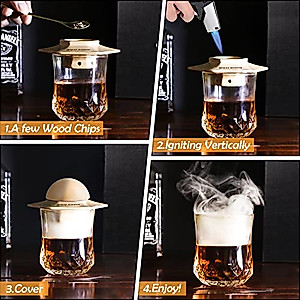 Cocktail Smoker Kit Gift Box - Whiskey Smoker Kit with Tourch Ice Cube and Game Set Old Fashioned Bourbon Smoker Kit Unique Gifts for Men Cocktail Set for Drink Smoker Father's Day