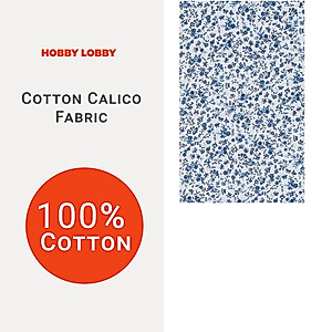 White & Blue Monotone Floral Cotton Calico Fabric (2 Yard) – Printed Sewing Fabric by The Yard – Lightweight Precut Fabric for Sewing Clothes, Homeware, & Other Accessories – DIY Craft Fabric