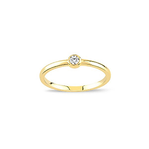 GELIN 14k Solid Gold Diamond Solitaire Stacker Ring for Women - Size 6