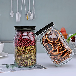 QAPPDA 32 OZ Glass Jars with Lids Set of 12,Clear Wide Mouth 1000ML Glass Mason Jar with Airtight Lid,Durable Glass Food Storage Canning Jars for Pickles,Jams,Preserving