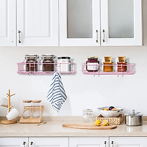 TONLEA Shower Caddy, Shower Organizer for Bathroom, 2-Pack Rustproof Stainless Steel Shower Shelves with Hooks for Bathroom Storage, Adhesive or Drilling Kitchen Organization, Pink