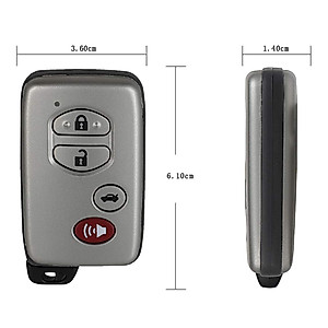 ZENITHIKE Replacement Keyless Entry for Smart Proximity Remote Key Fob 4-Buttons Key Uncut Blade Replacement for Toyota Avalon/for Toyota Camry 89904-06041 HYQ14AAB 271451-0140 Set of 1 Ship from USA