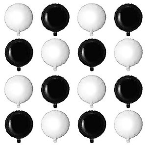 18" Black and White Round-Shaped Foil Balloons Mylar Helium Balloons for Wedding Baby Shower Birthday Party Decorations, Pack of 20