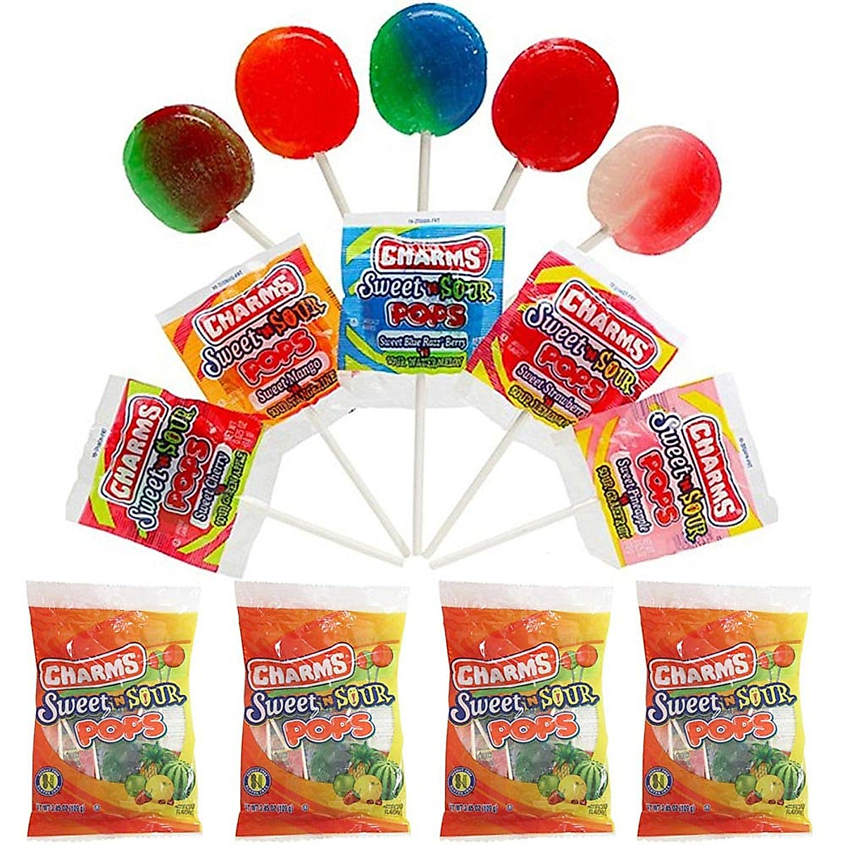 28 Pc Charms Sweet Sour Pops Lollipop Sucker Stick Candy Lollypops Party Favors