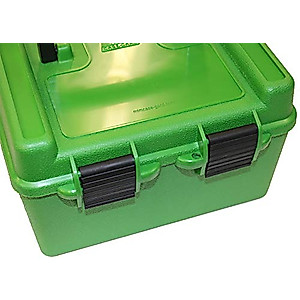 MTM R-100-10 Deluxe Ammo Box 100 Round | Fits 22-250 243 270 308 Win 30-06 | Includes Adjustable Inner Trays | Made of Polypropylene | USA Made | Green