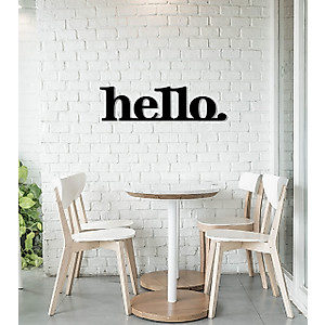 Metal Hello Sign, Welcome Porch Sign, Front Porch Decor, Front Door Wall Decor, Entryway Sign, Outside Vertical Wall Decoration, Black (39x11 inches)