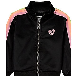 Hurley Baby Girls' Tricot Track Suit 2-Piece Outfit Set, Black, 4T