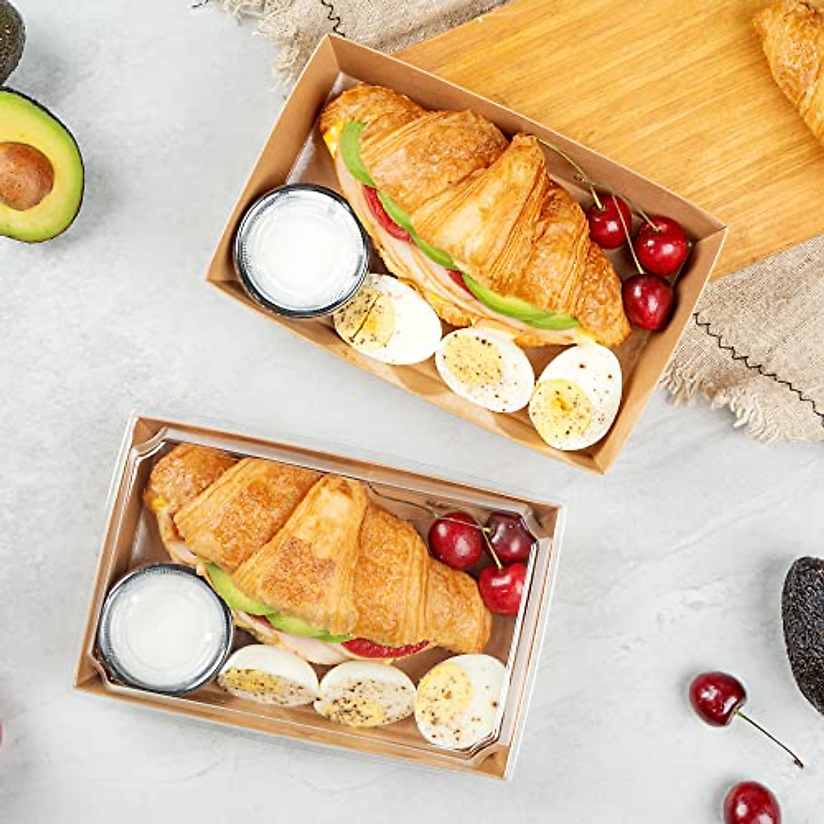 Restaurantware Matsuri Vision 8 x 5 x 1.5 Inch Medium Sushi Trays 100 Greaseproof Sushi Packaging Boxes - Lids Sold Separately Disposable Kraft Paper Sushi Containers For Entrees Or Desserts