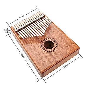 TONGYONG Gecko Kalimba Thumb Piano 17 Keys, Mahogany Wood Portable Mbira Sanza Finger Piano Mini, with Tune Hammer and Songbook, Musical Inruments for Kids Adult Beginners
