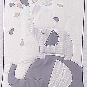 Brandream Playful Elephant Baby Boys and Girl Nursery Crib Bedding Sets 6 Pieces, Grey&Mint