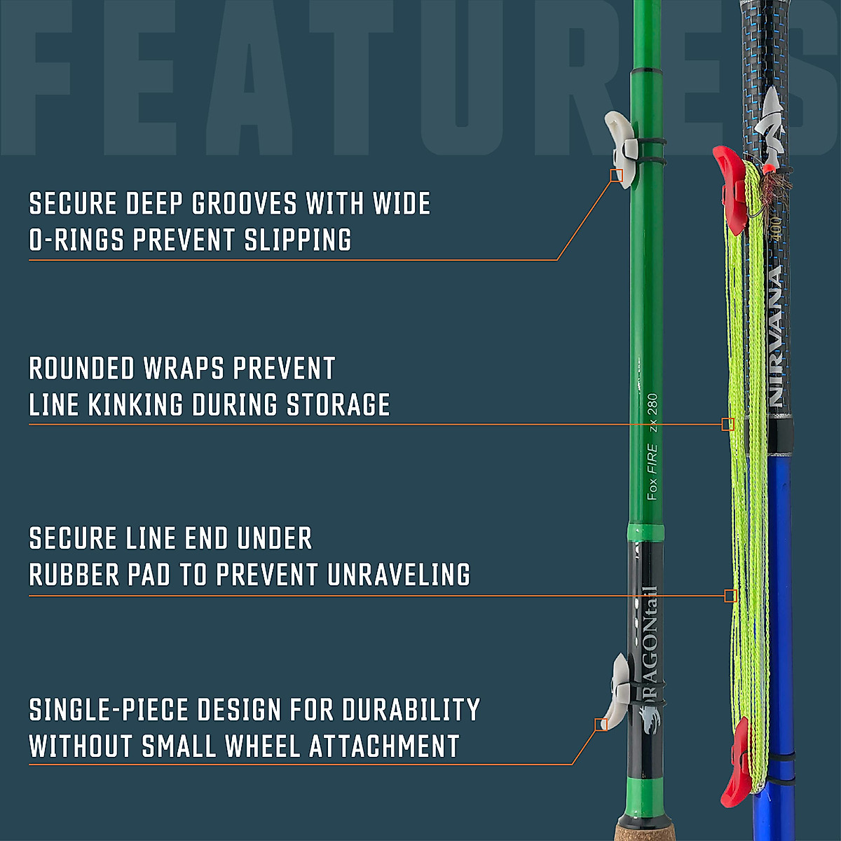 DRAGONtail Ultimate Tenkara Line Keepers (6 Pack) (Light Grey)