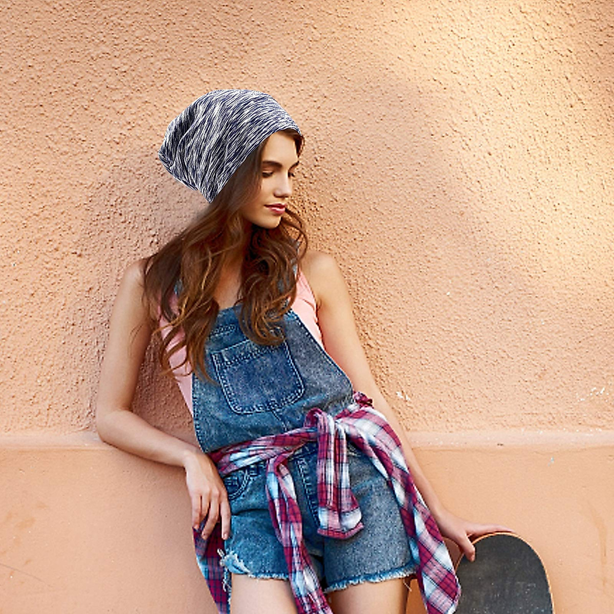 LUKACY Satin Lined Sleep Cap Beanie Hat 6 Pieces Adjustable Bonnet Satin Bonnet for Curly Hair Sleeping caps for Women -Gifts for Ladies Multi-Colored