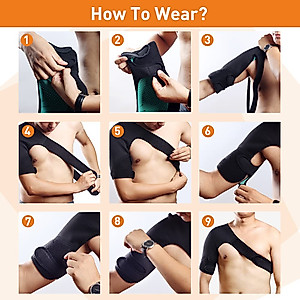 HUEGLO Right Shoulder Brace for Men,Torn Rotator Cuff Support Women Shoulder Stabilizer Brace for Shoulder Pain Relief