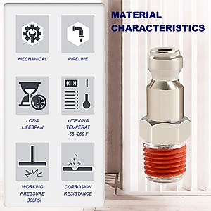 ChillWaves Automotive T-Style Air Plug, 1/4" NPT Male Pneumatic Plugs, Air Compressor Accessories Fittings(10-PACK)