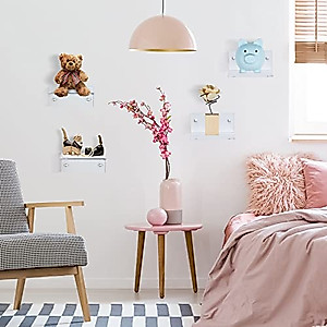 Juexica 20 Pcs Small Acrylic Floating Shelves for Wall Adhesive Clear Wall Mounted Shelves for Bathroom, Bedroom, Living Room, Office