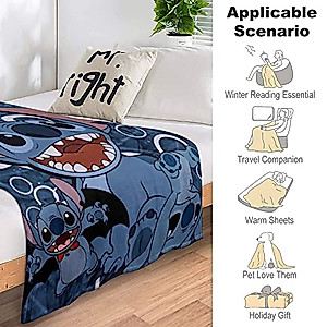 TNHPYEG DIY American Animated Throw Blanket, Flannel Plush Blankets and Throws for Better Sleep, Quality Air Conditioned Blanket 40"x50"